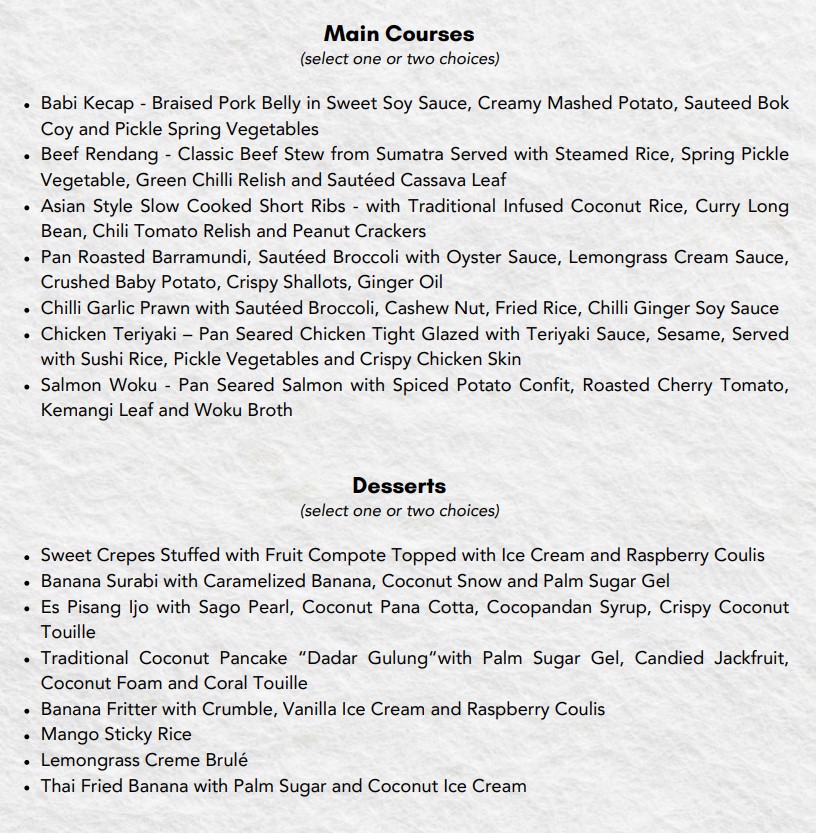 Menus – Saffron Bali Catering